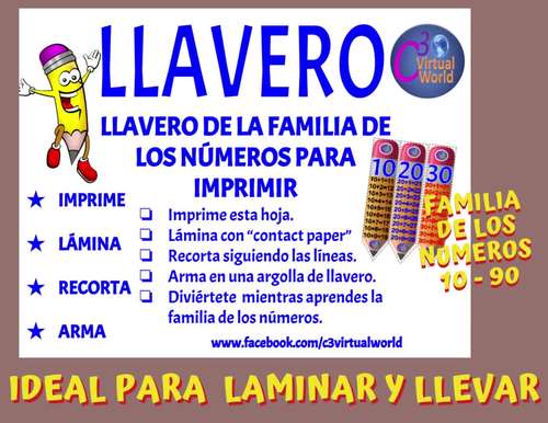 COLECCION LLAVEROS MAGICOS - FAMILIA DE LOS NUMEROS - 10-90 by C3 ...