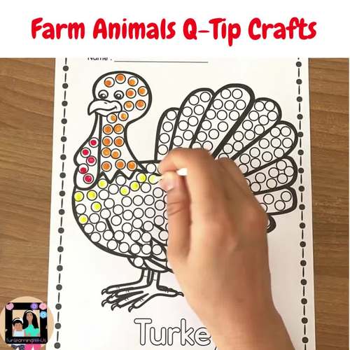 Farm Animals Q Tip Painting Craft Activity | Farm Fine Motor Skill Activity