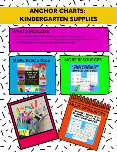 Back to School PreK & Kindergarten Supply Anchor Charts Printable ...