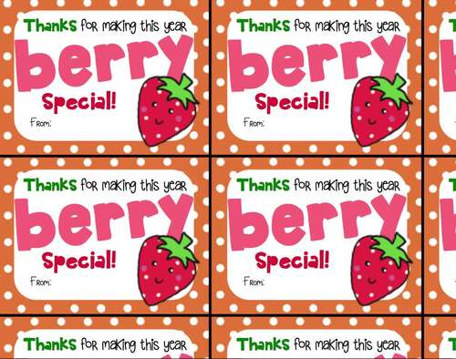 Strawberry End of Year Gift Tag- Thanks for making this year berry special!