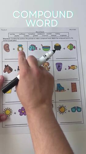 Compound Words Mystery Puzzle Centers & Worksheets Grammar & Phonics ...