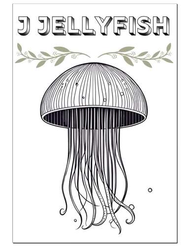Best Lettre J Jellyfish coloring page,kids,sheets,cute,Printable,funny ...