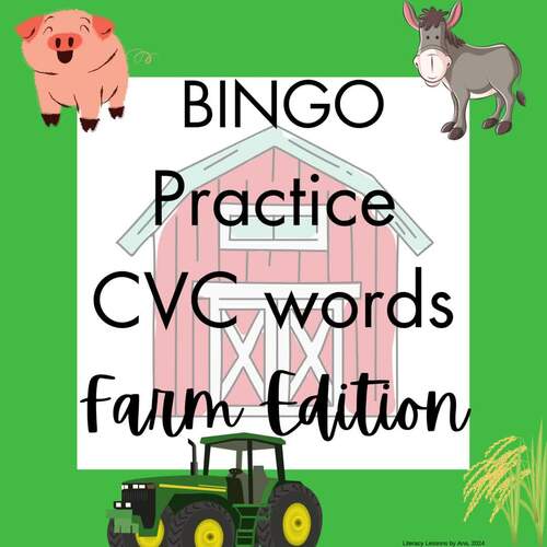 CVC BINGO Game Activity Farm Edition Kindergarten Games | TPT