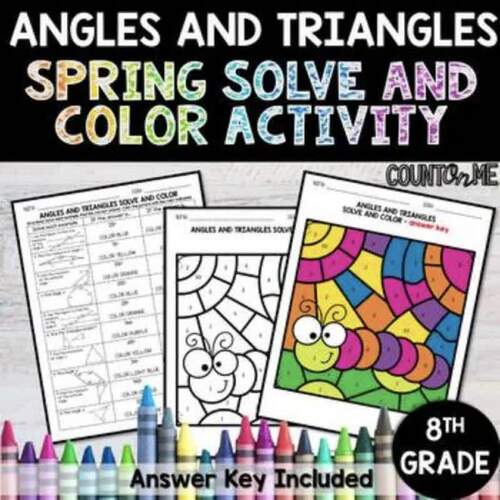 Angles and Triangles No Prep Solve and Color Activity - Spring Theme