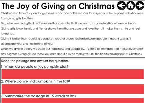 Christmas Reading Activities Main Idea and Supporting Details Passages