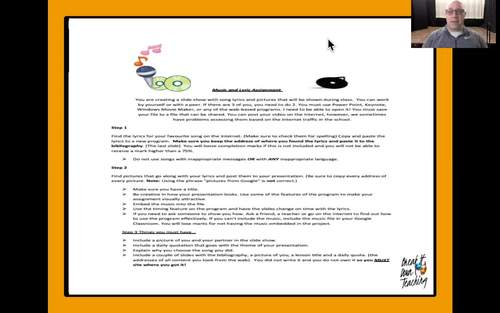 Music and Lyrics Assignment. by Break it Down Teaching | TPT