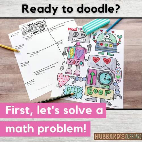 Valentine's Day Math - Up to 3-Digit Subtraction With & W/out ...