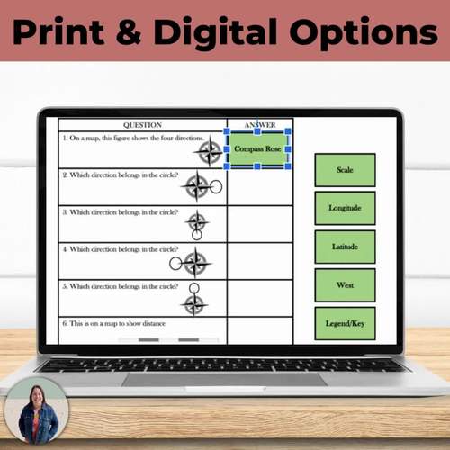Parts of a Map Matching Activity to Review Map Skills Social Studies ...