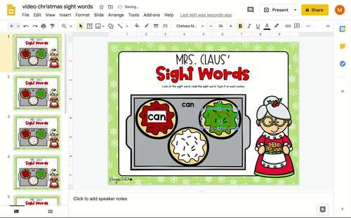 Christmas Digital Sight Words for Google Slides Distance Learning by ...