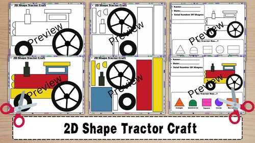 2D Shape Tractor Craft | Farm Vehicle Math Activity | Cut, Paste ...
