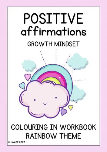 Growth Mindset and Positive Affirmations Coloring Pages in Rainbow Theme