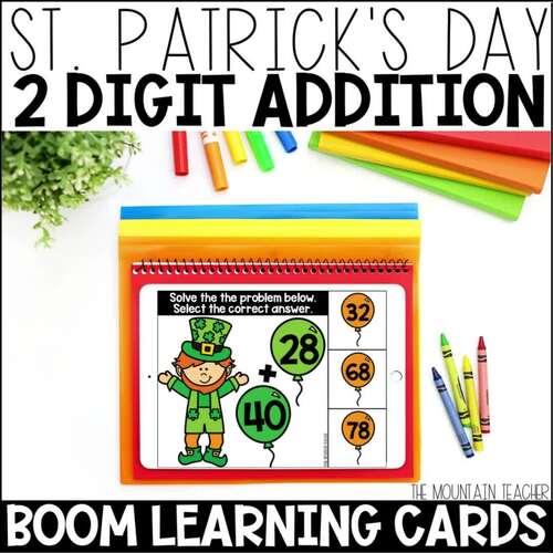 St. Patrick's Day Boom Cards for Addition Without Regrouping and Adding ...