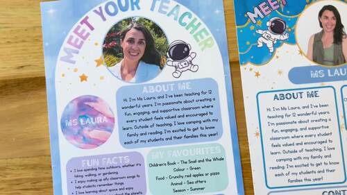 Galaxy Dreams Meet the Teacher Template Editable Back to School ...