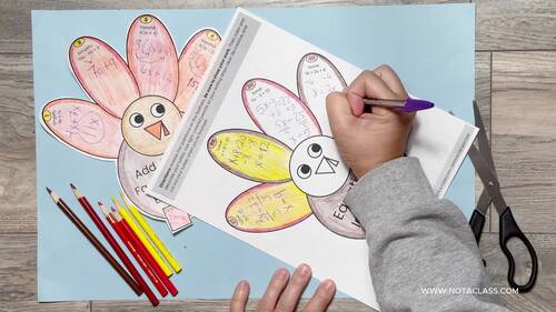 Thanksgiving 7th Grade Turkey Math Craft Worksheets | Expressions ...