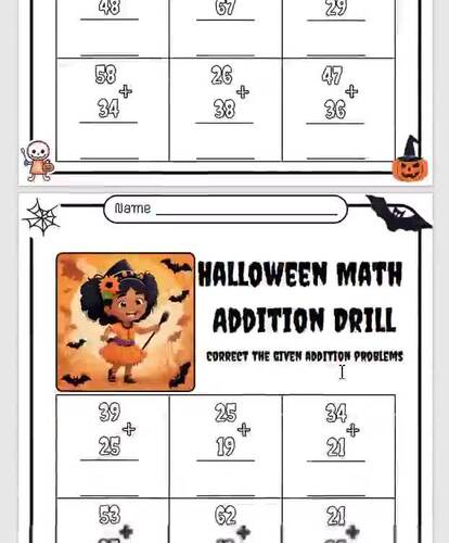 Spooky Addition Fun: Halloween Math Drills by Latda Learning | TPT