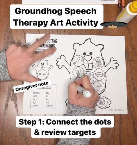 Double Dotting Speech Groundhog A Speech Therapy Art Activity by Panda ...