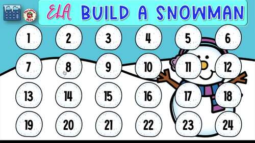 Winter Kindergarten ELA Build A Snowman Game + Printable Worksheet