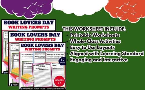 Book Lovers Day Creative Writing Prompts Worksheets, 3rd 4th 5th 6th ...