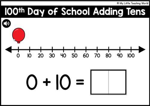 100th Day of School Adding Tens Boom Cards | Distance Learning | TPT