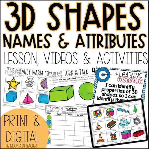3D Shapes Attributes Worksheets | Geometry Lesson Plans, Activity, Warm Up