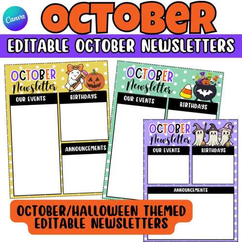 Editable October Newsletter Template Parent Communication Printables ...