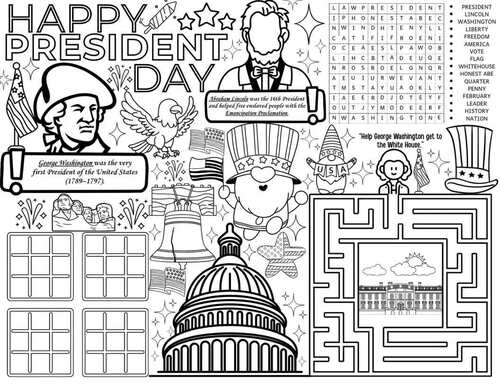 President’s Day Activity Placemat | U.S. History & Civics Printable for ...