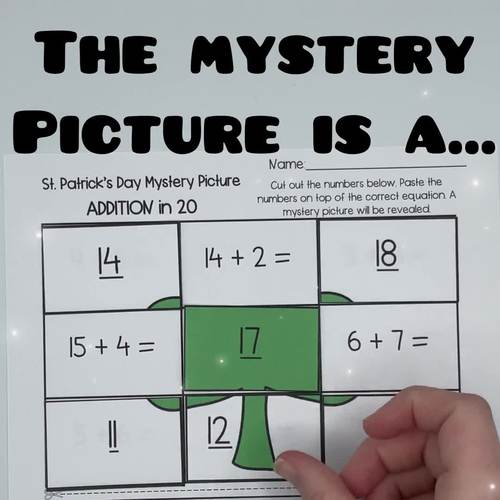 St Patrick's Day Addition and Subtraction Mystery Picture Worksheets