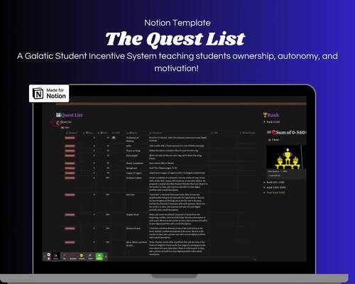 The Quest List (Notion Template) by The Crafted Cosmos | TPT
