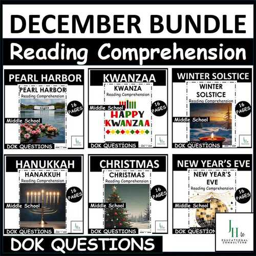 December Reading Comprehension Activities | DOK | Thanksgiving, Veterans D