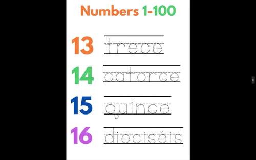 Counting 1-100. Spanish Numbers Handwriting Worksheets to trace number ...