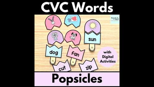 Popsicle CVC Word Puzzles for Decoding in Reading with Digital Activities