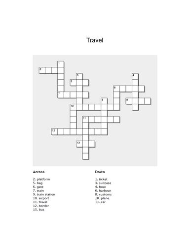Travel in French Language: Crossword by Real Life Language | TPT