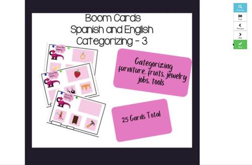 Boom Cards Spanish and English Categorizing 3 by Speech Therapy Fiesta