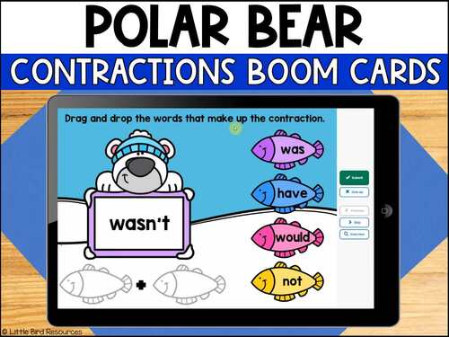 Winter Polar Bears Contractions Boom Cards | ELA Grammar Activity