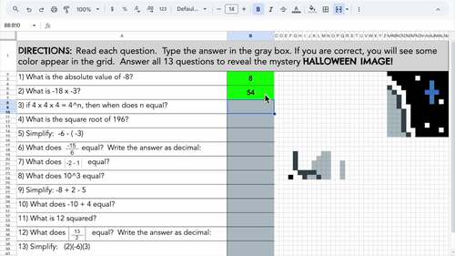 6th/7th Grade Math Integers Unit Review Digital No Prep Halloween Activity