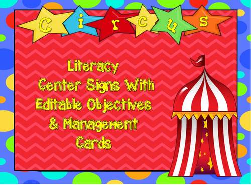 Literacy Center Signs With Editable Objectives | Center Posters | TPT