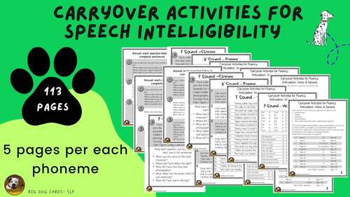 Stuttering Activity #4 Carryover Activities for Fluency, Articulation ...