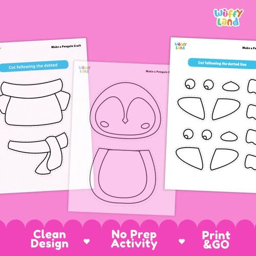 Penguin Craft Coloring, Cut and Paste Activity - Winter Craft for ...