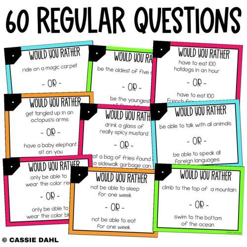 Would You Rather | Printable Question Cards by Cassie Dahl | TpT