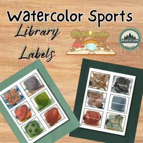 Watercolor Sports Library Labels- 114 Pre-Written & 30 Blank | TPT
