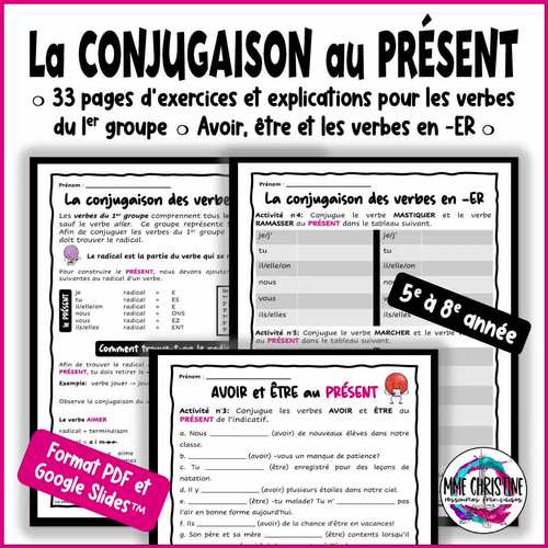 Verbes au présent I 4 cahiers d'activités I 4 French Verbs Workbooks I ...