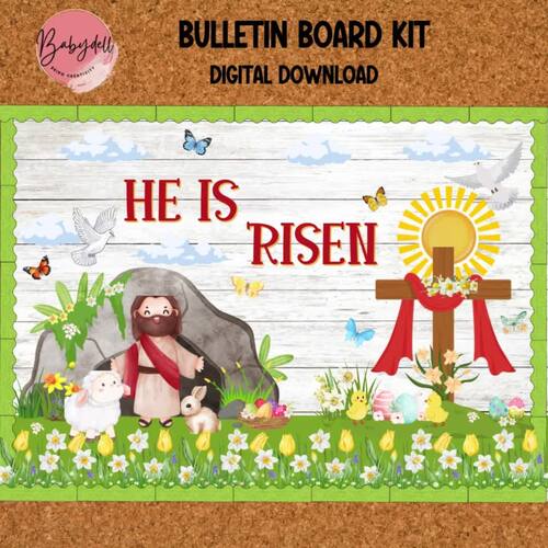 He Is Risen Easter Bulletin Board Spring Bulletin Board March/April ...