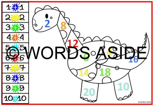 Addition Doubles Math Facts Color by Number Dinosaurs by Words Aside