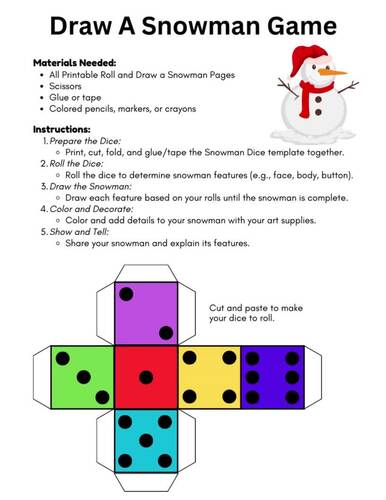 Roll and Draw a Snowman Game | Winter Drawing Activity for Kids ...