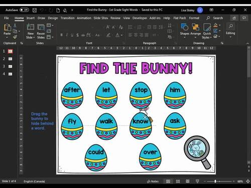 First Grade Sight Words | Easter Digital Hide and Seek - Find the Bunny