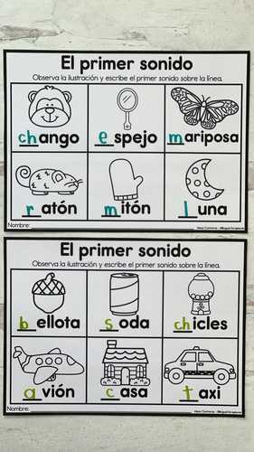 Sonidos Iniciales Actividades Sonido Inicial Beginning Sounds in Spanish