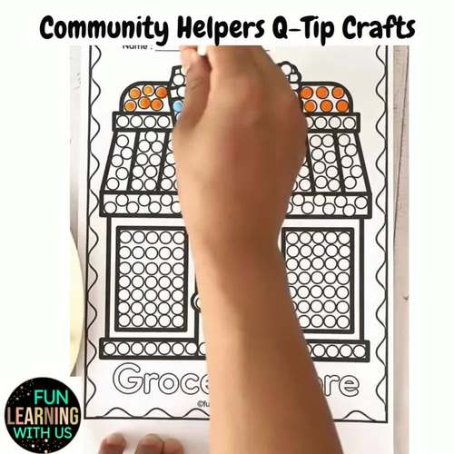 Community Helpers Q-Tip Crafts | Labor Day Activities by Fun Learning ...
