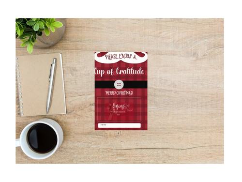 Red Plaid Cup of Gratitude Gift Card holder 2pk, instant download
