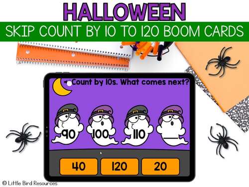 Halloween Skip Counting by Tens to 120 Boom Cards Skip Count by 10s ...