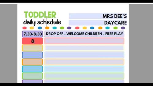 Daycare Daily Schedule for Toddlers by My Printable Life | TPT